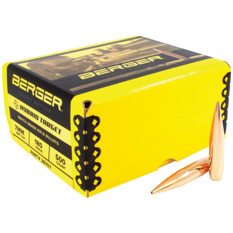 Berger 7mm .284" 180 gr Hybrid Target Bullets - 500 Count