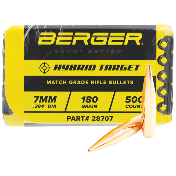 Berger 7mm .284" 180 gr Hybrid Target Bullets - 500 Count