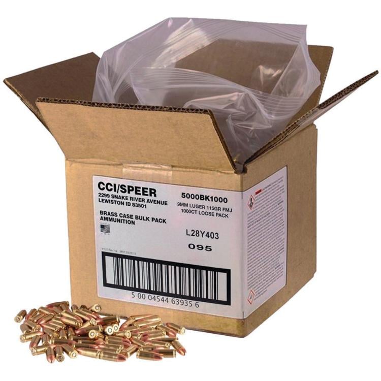 CCI Blazer Brass Handgun Ammo - FMJ 115 gr - Bulk Pack of 1000 rds