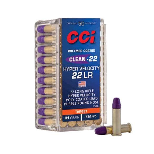 CCI Clean-22 Hyper Velocity Purple Rimfire Ammunition .22 LR 31gr RN ...