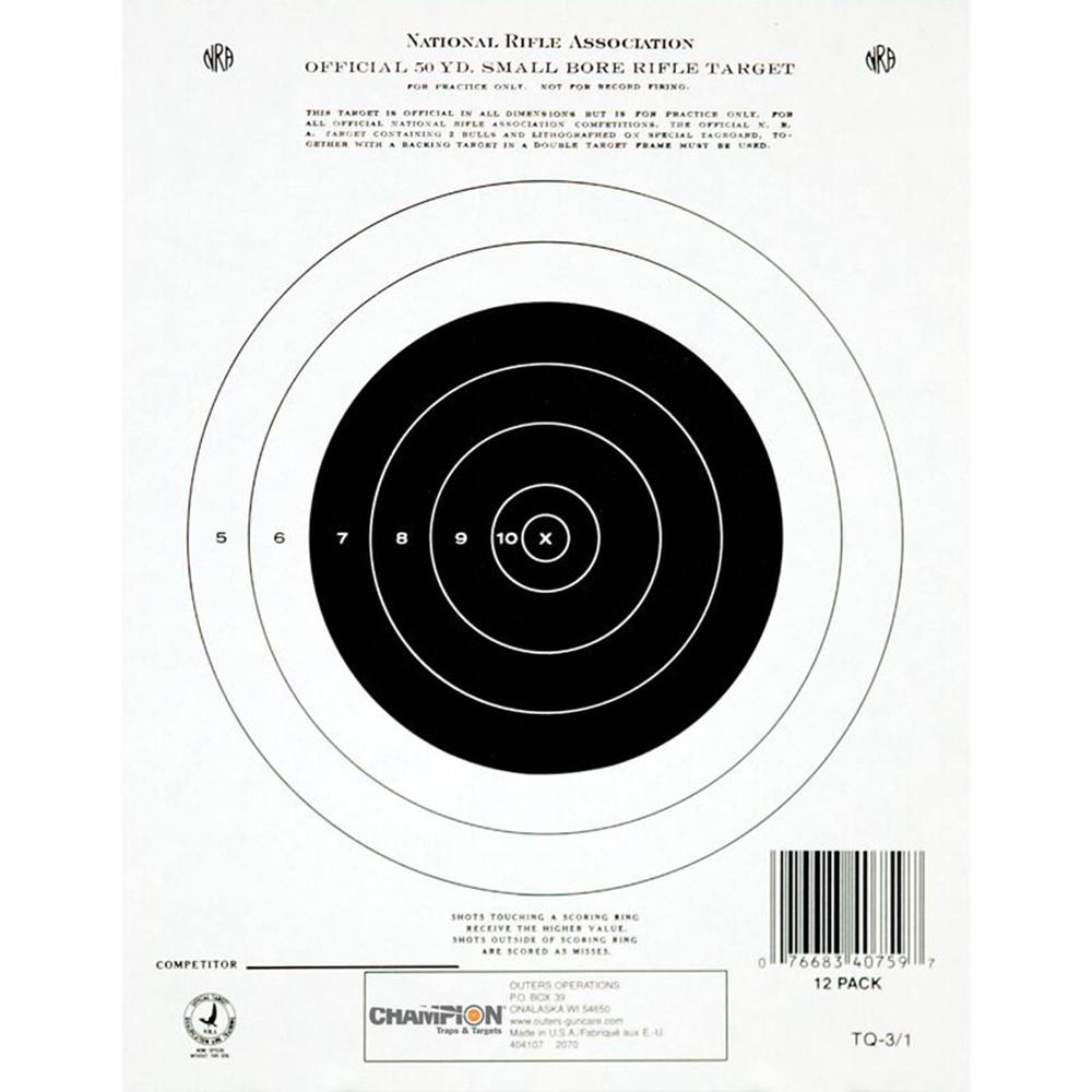 Champion Official NRA Targets GTQ-3/1, 50 yd., Small Bore Rifl...