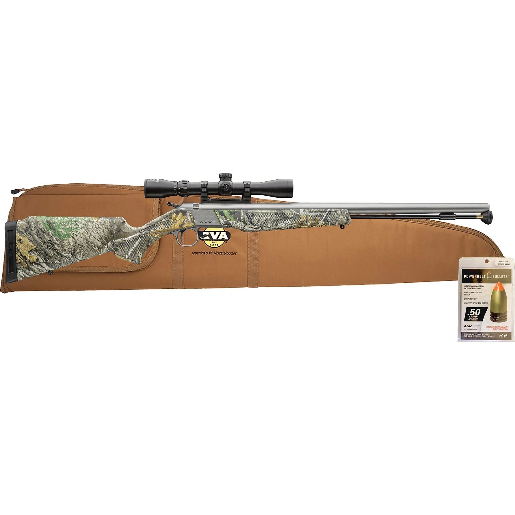 CVA Wolf V2 Muzzleloader Combo Package .50 Cal 24" Barrel Stainless ...