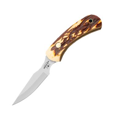 Bear & Son Ergonomic Caper Fixed Knife 2-1/2" Clip Point Blade Stag ...