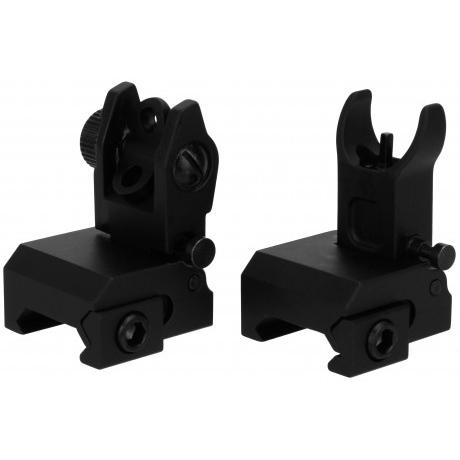 AR FRONT & REAR 45 DEGREE FLIP UP IRON SIGHTS/SPRING LOADED