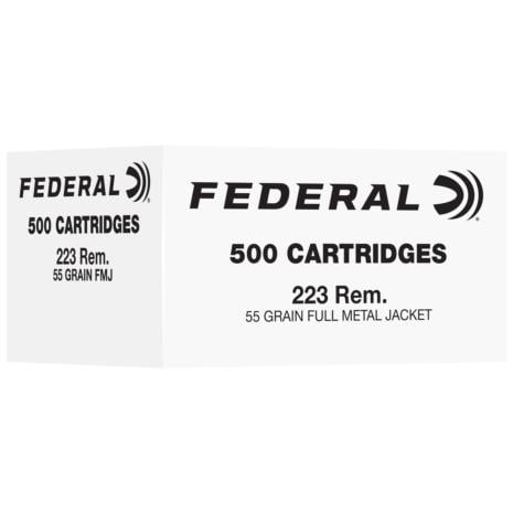 FEDERAL .223 REM 55GR FMJ BOAT-TAIL AMMO 500 ROUND CASE