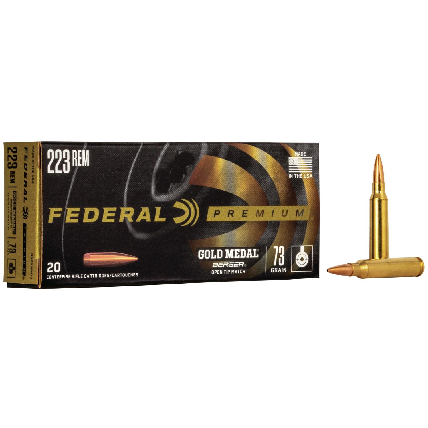 Federal Gold Medal Berger Hybrid Rifle Ammunition .223 Rem 73 g...