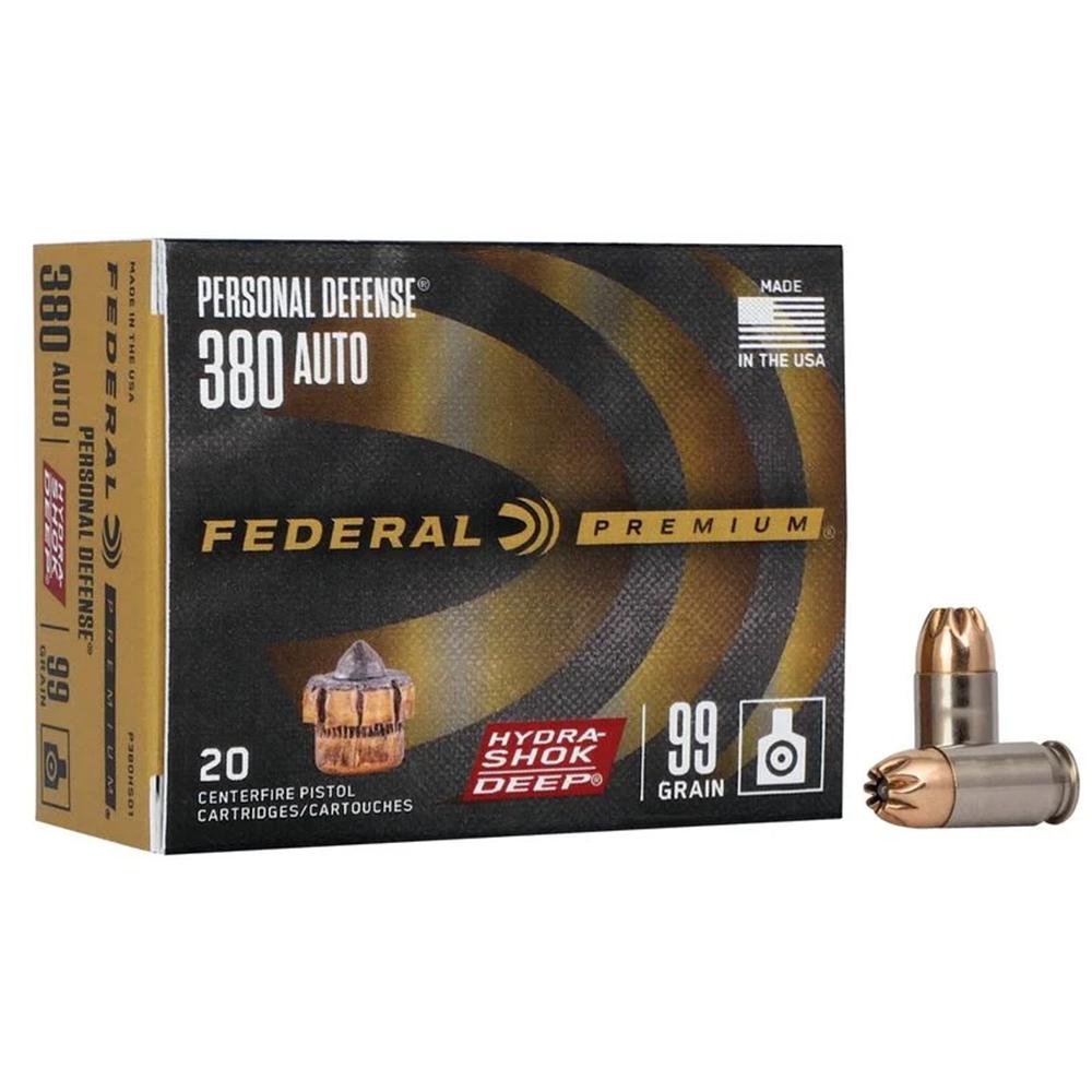 FEDERAL 380 AUTO 99GR HYDRA-SHOK DEEP AMMO 20RD