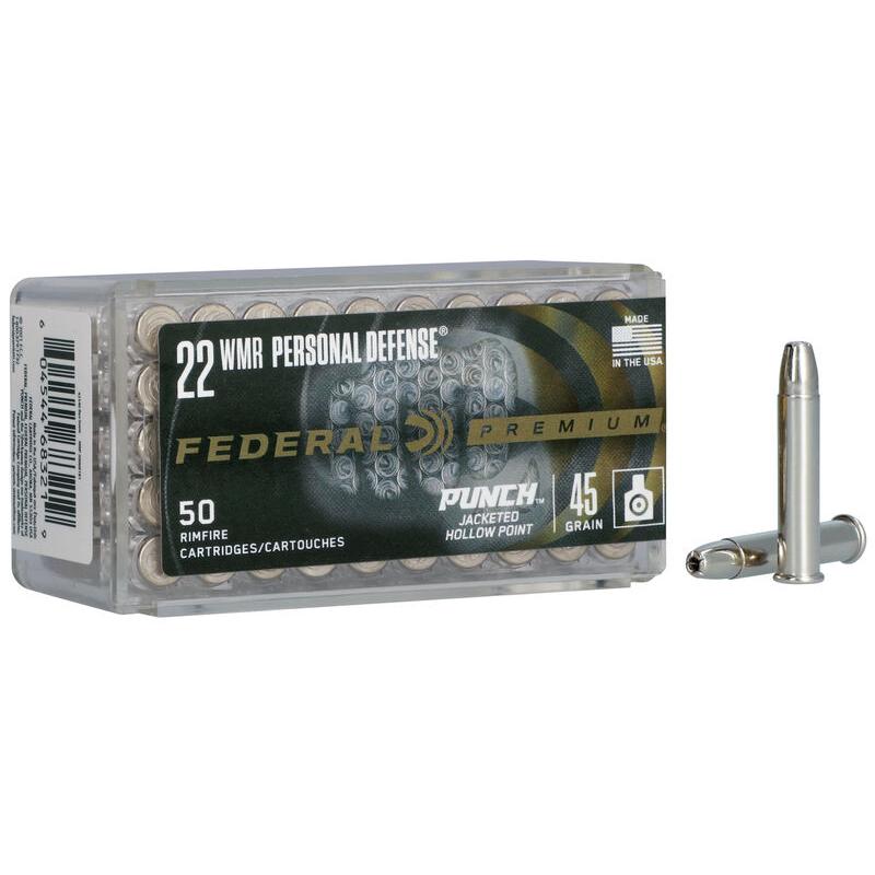 FEDERAL 22 MAGNUM 22 MAG PUNCH 45GR JHP "PERSONAL DEFENSE" AMMO 50RD