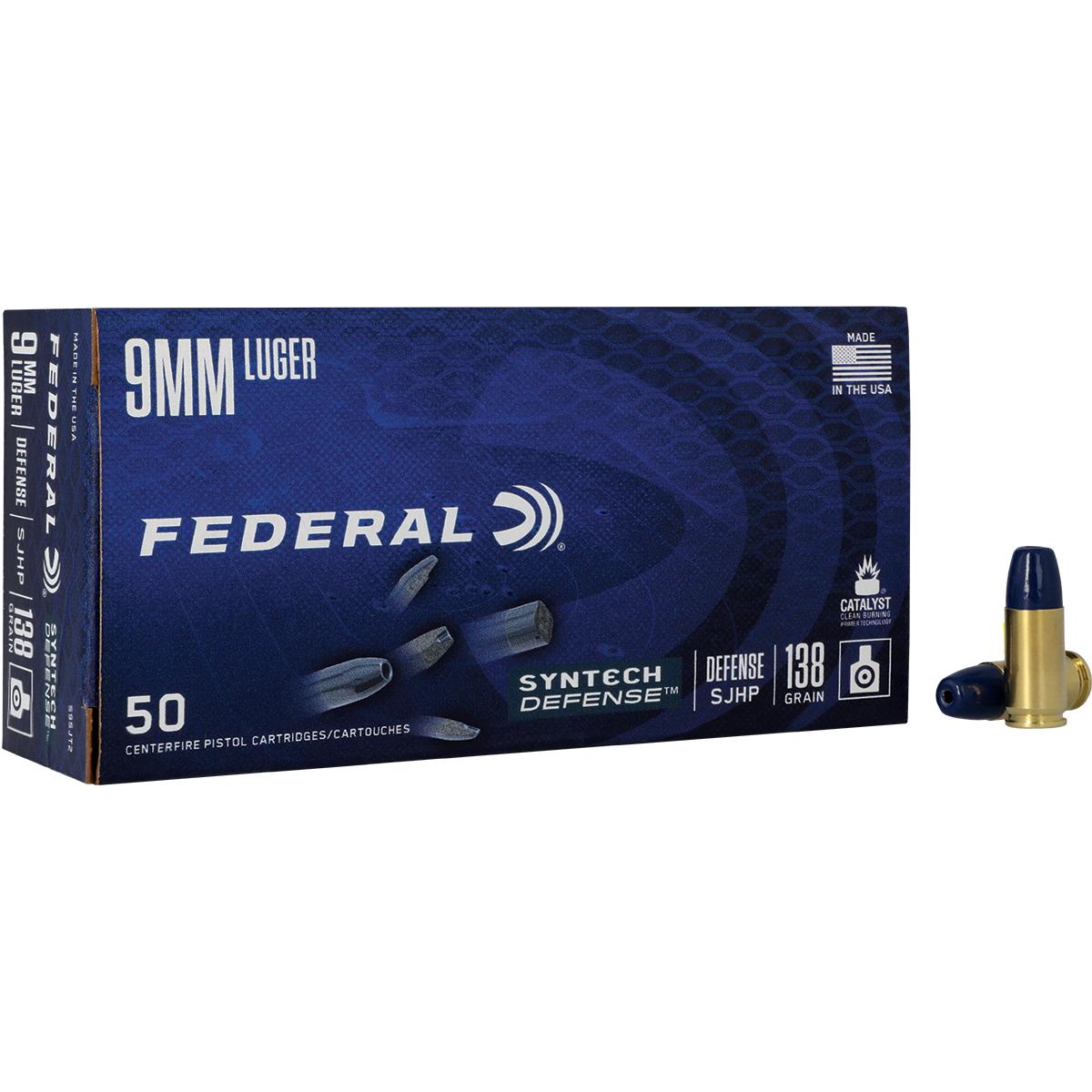 Federal Syntech Defense Handgun Ammunition 9mm Luger 138gr SJHP...