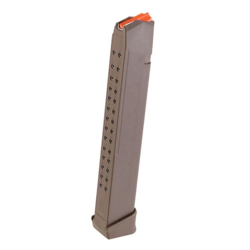 Glock Handgun Magazine 9mm 33rd - FDE Mag Floor Plate / Orange...
