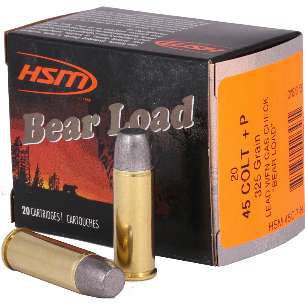 HSM Bear Load Hard Cast Handgun Ammunition .45 Colt 325gr WFN Gas Check ...