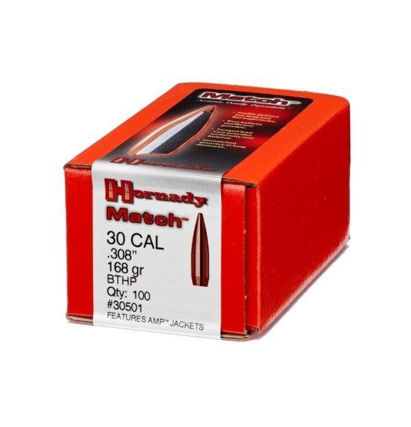 Hornady Match Bullets .30 cal .308" 168 gr BTHP 100/ct