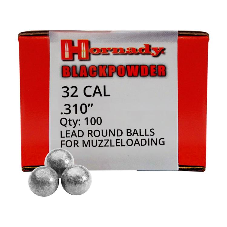.32 cal .310" 100/ct Hornady Lead Round Ball