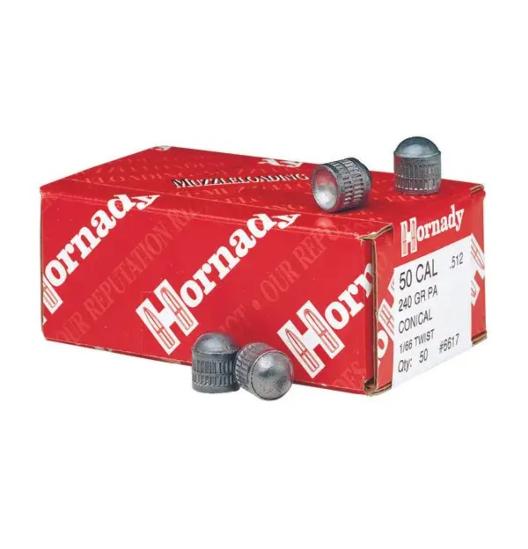 Hornady 50 cal 240 gr PA Conical Muzzleloader Bullets 50/Round Box