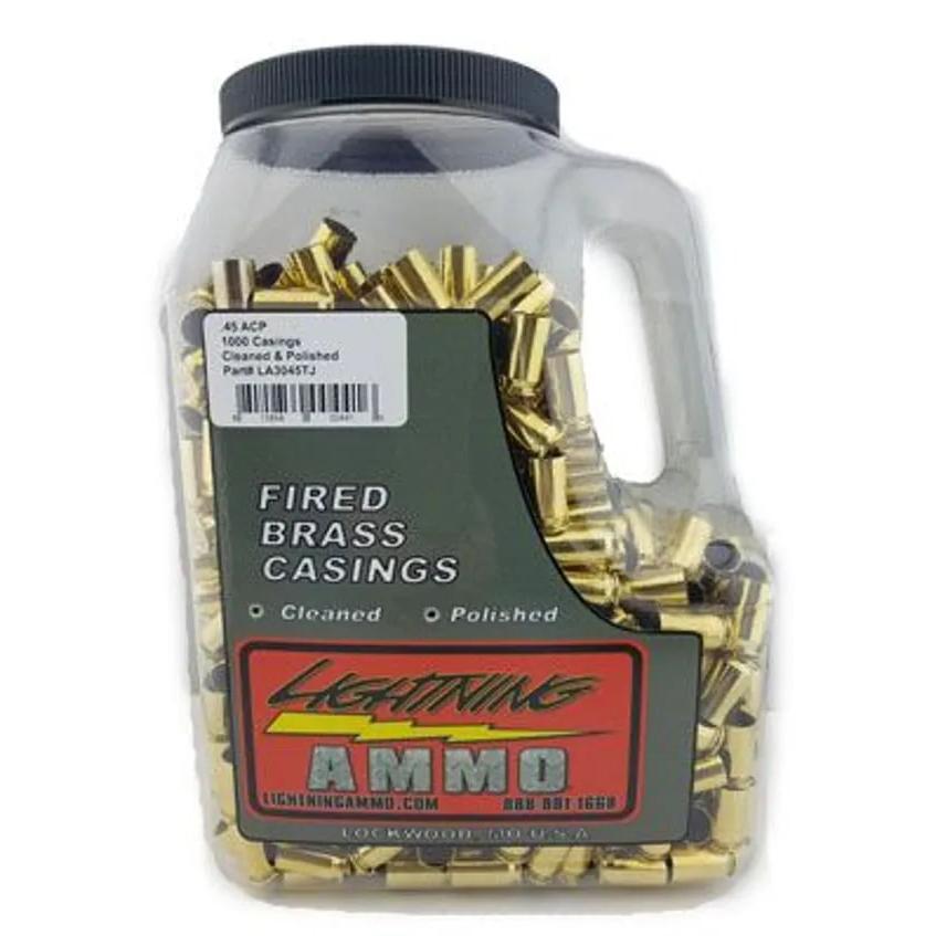Lightning Ammo Reman. Cleaned & Polished Brass .45 ACP 500/ct Jug