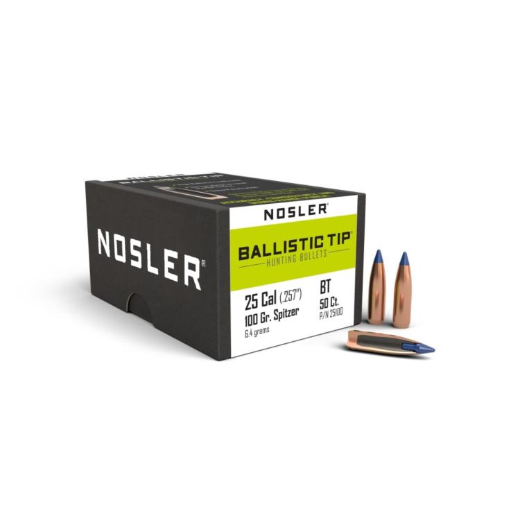 Nosler Ballistic Tip Hunting Bullets .25 cal .257" 100 gr SBT-B...