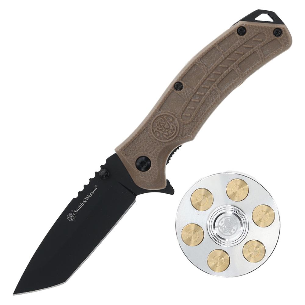 Smith & Wesson Folding Knife and Fidget Spinner Combo 3" Tanto Blade ...
