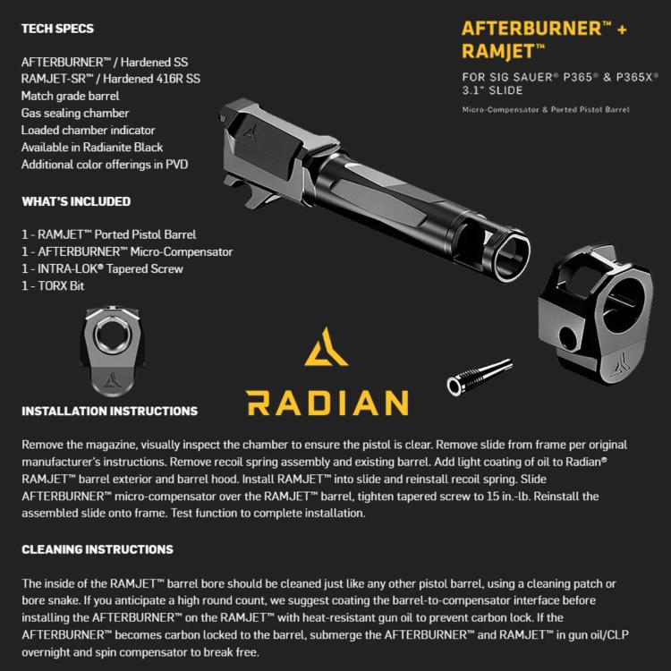 Radian Afterburner & Ramjet Barrel Combo for Sig Sauer P365 P365X 3.1"