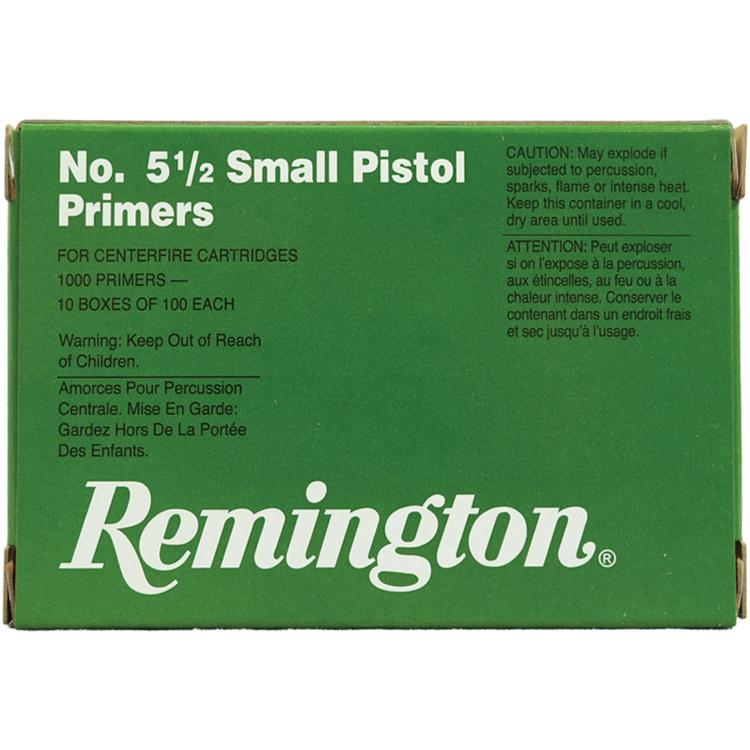 Remington Centerfire Small Pistol Primers 5-1/2 1000/ct – rm22626