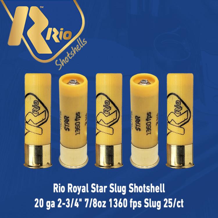 Rio Royal Star Slug Shotshell 20 ga 2-3/4" 7/8oz 1360 fps Slug 25/ct