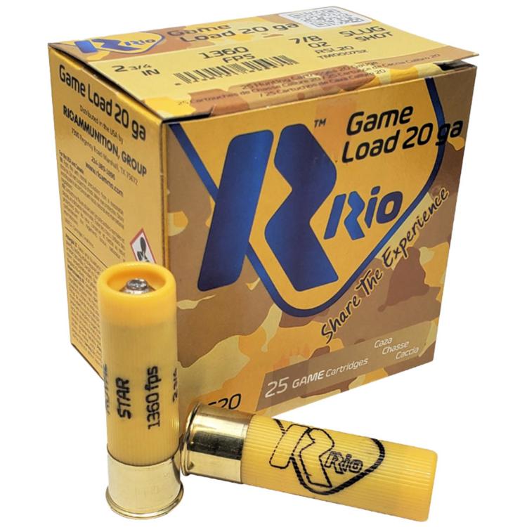 Rio Royal Star Slug Shotshell 20 ga 2-3/4" 7/8oz 1360 fps Slug 25/ct
