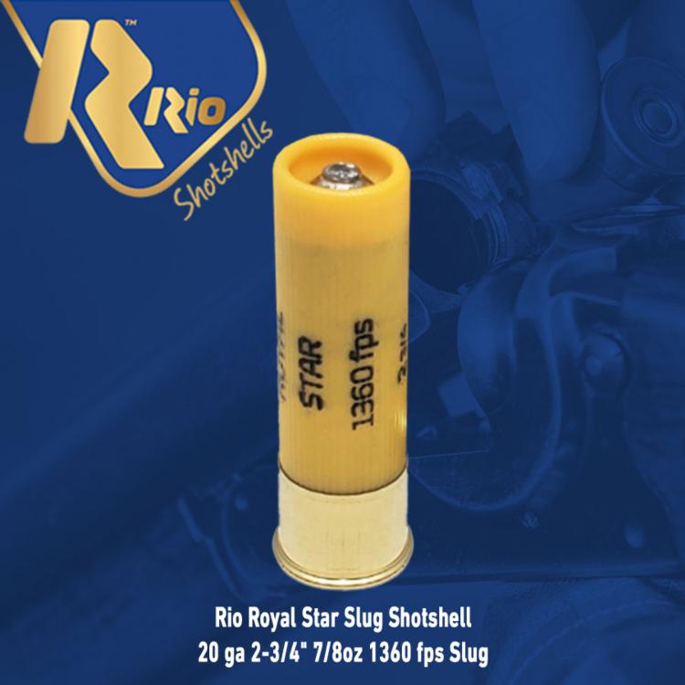 Rio Royal Star Slug Shotshell 20 ga 2-3/4" 7/8oz 1360 fps Slug 25/ct