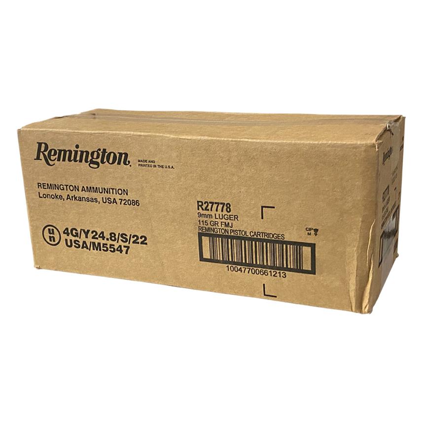 Remington Range Handgun Ammo 9mm Luger 115gr FMJ 1145 fps 1000/ct Case ...