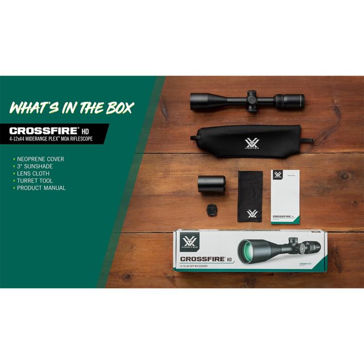 Vortex Crossfire HD Rifle Scope 4-12x44 1" SFP WideRange Plex MOA Black