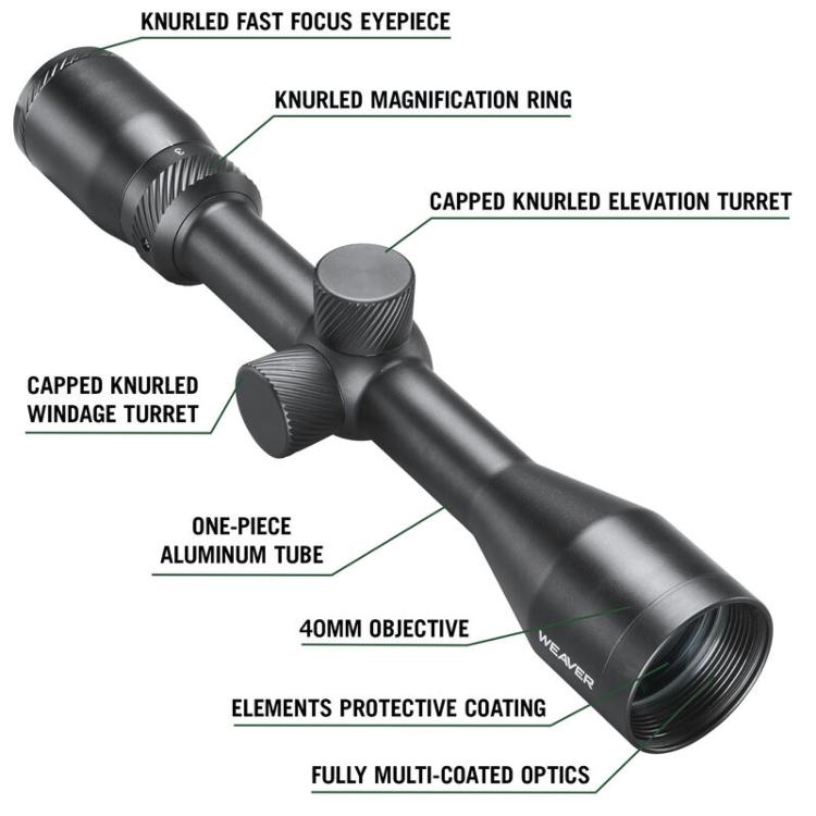 Weaver Classic Series Rifle Scope - 3-9x40mm 1" SFP Ballistic-X...