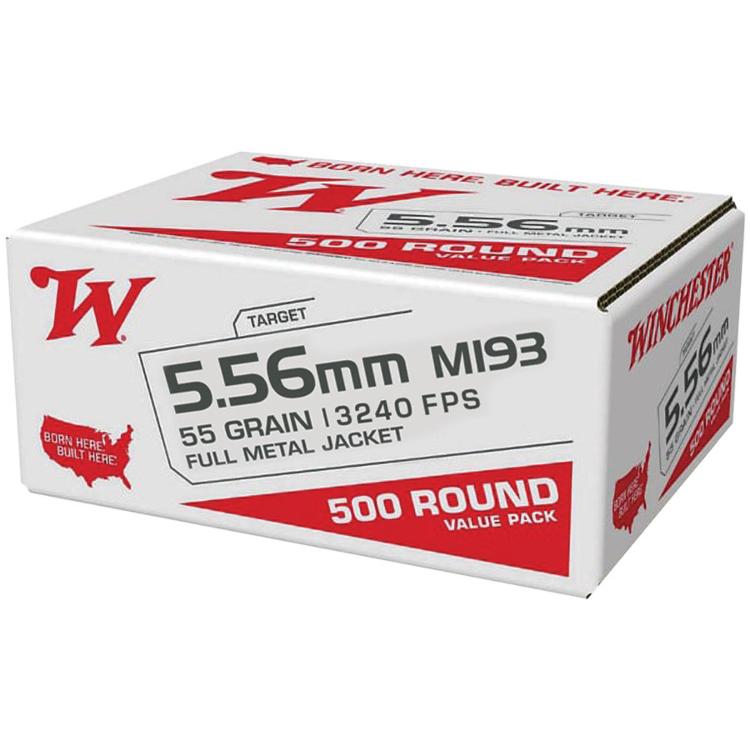 Winchester USA Lake City M193 5.56mm 55 gr FMJ Bulk Ammo – 500 Rounds