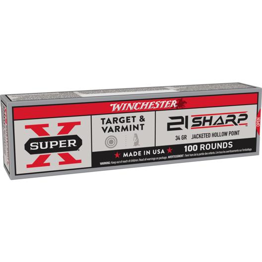 Winchester Game & Target Rimfire Ammunition 21 Sharp 34gr JHP 1500fps ...