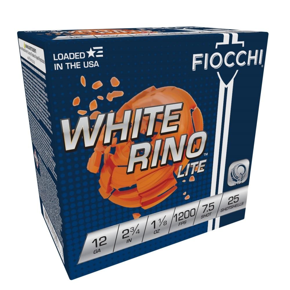 Fiocchi White Rino Lite Shotshells 12 ga 2-3/4" 1-1/8oz 1200 fp...